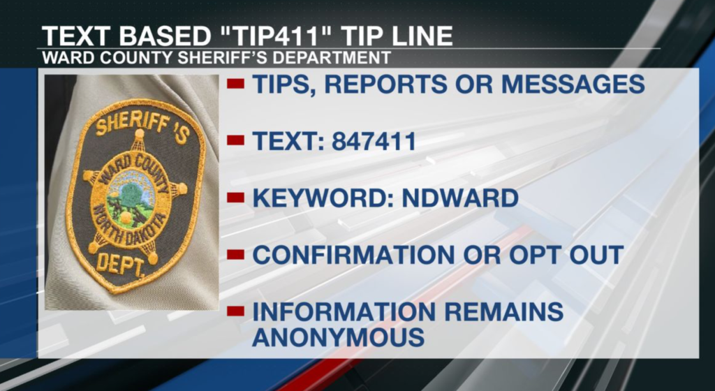 Anonymous tip line established for Ward County, North Dakota - tip411