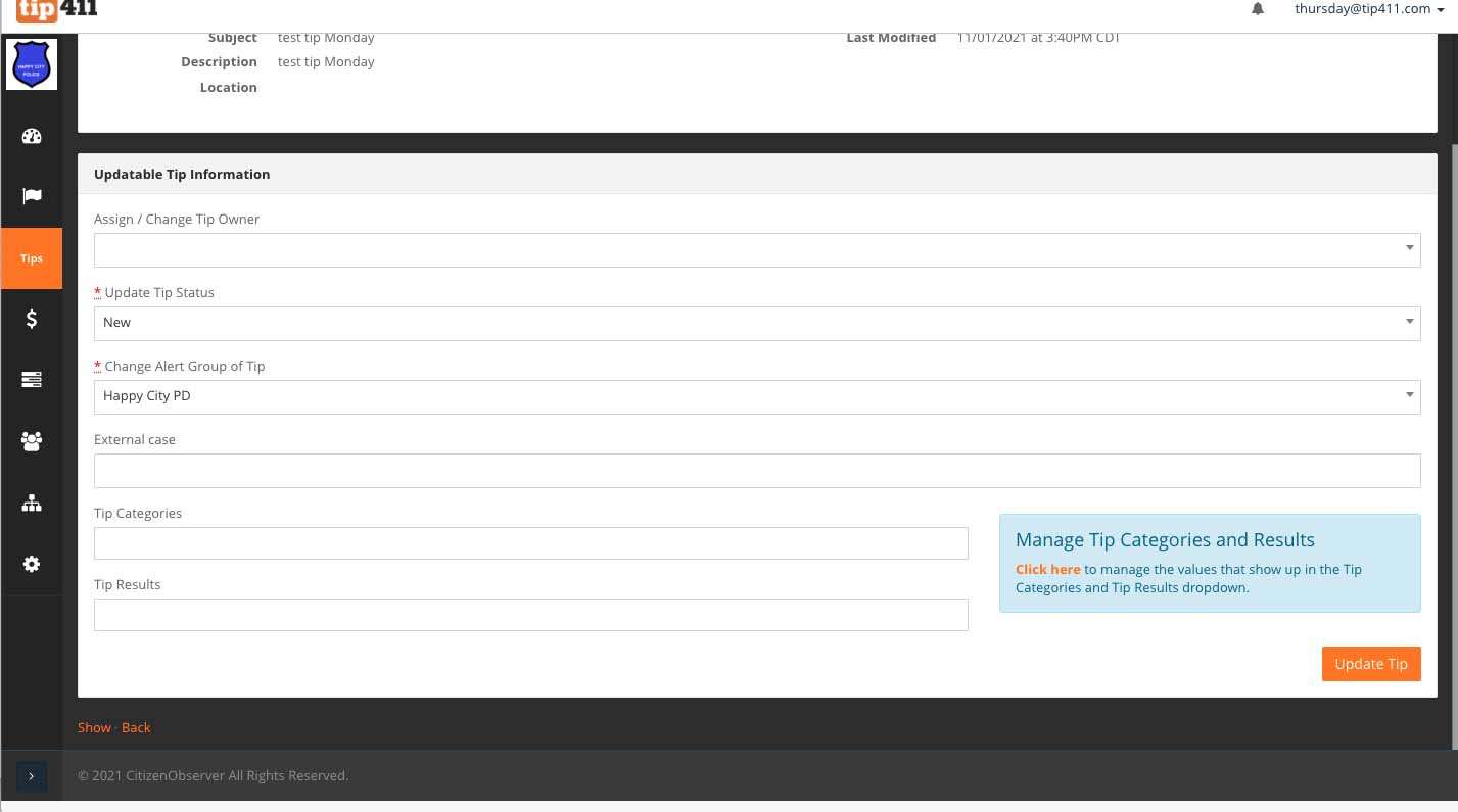 Manage categories and results - tip411